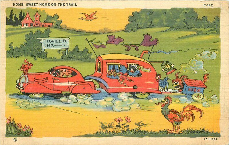 Comic Humor Travel Trailer Ray Walters Teich Postcard linen 20-9168 ...