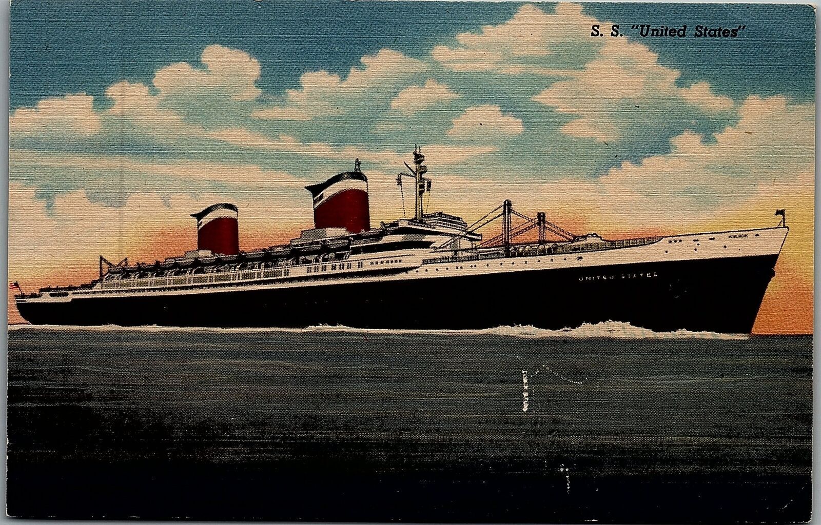 1930s S.S. United States United States Lines Cruise Ship Linen Postcard ...