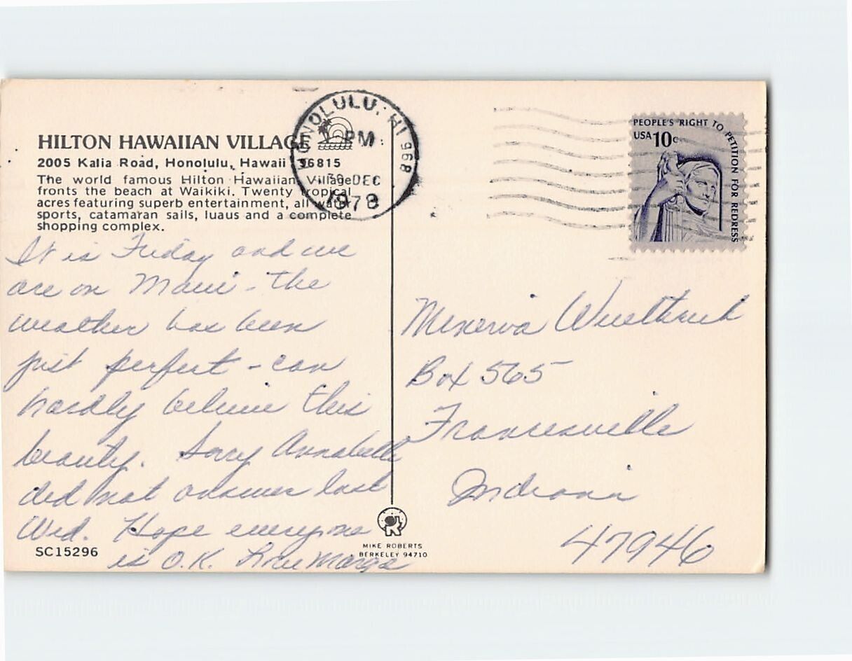 Postcard Hilton Hawaiian Village, Honolulu, Hawaii | United States ...