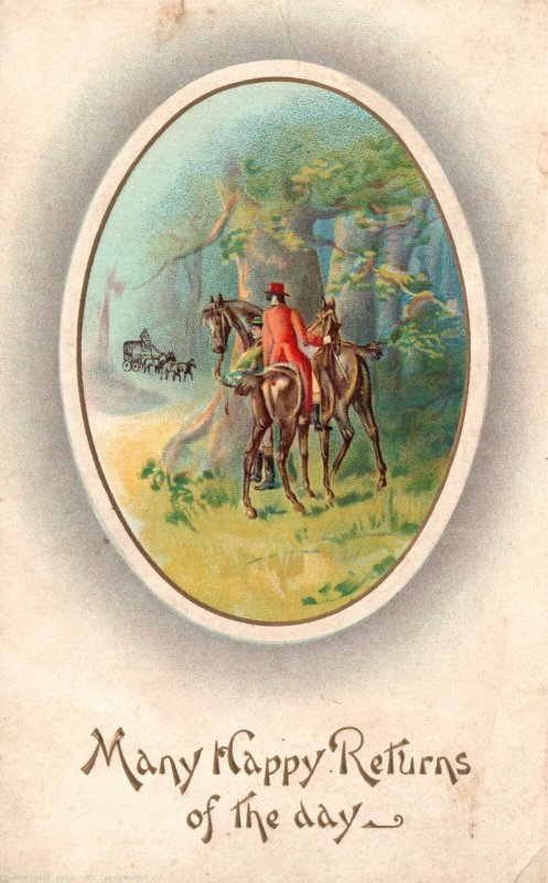 Vintage Postcard 1910's Many Happy Returns Of The Day Horse Ride ...