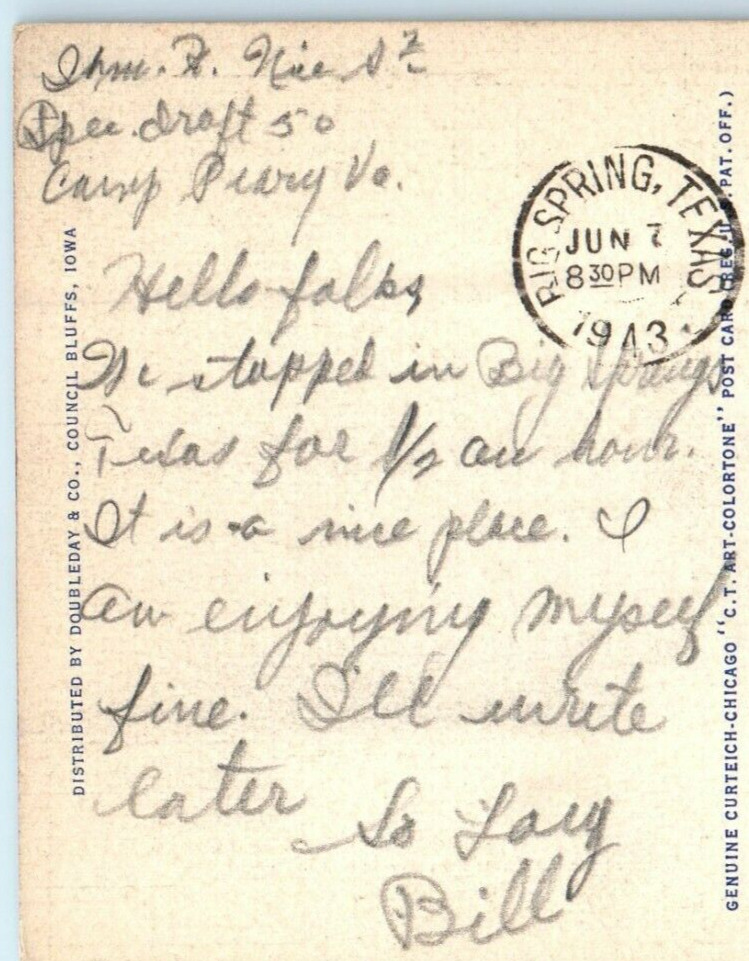 1943 East West Thrown Bluebonnet Horse Cowboy, WW2 Soldier Mail ...