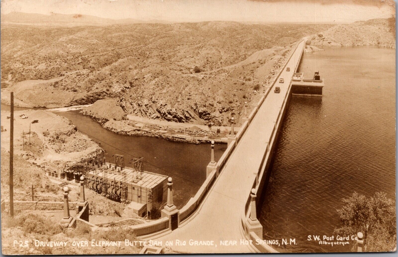 Driveway Over Elephant Butte Dam Rio Grande Hot Springs New Mexico RPPC ...