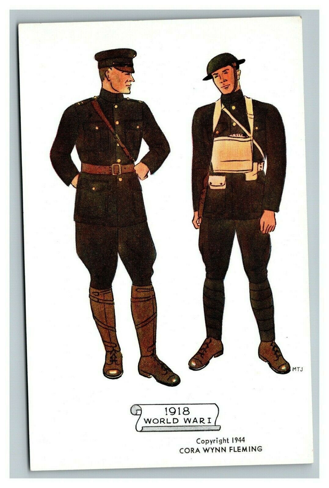 Vintage 1944 Military Postcard Cora Wynn Fleming Set Soldier Uniform ...