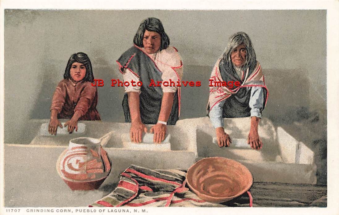 Native American Pueblo Indians Grinding Corn, Laguna NM, Detroit Pub No ...
