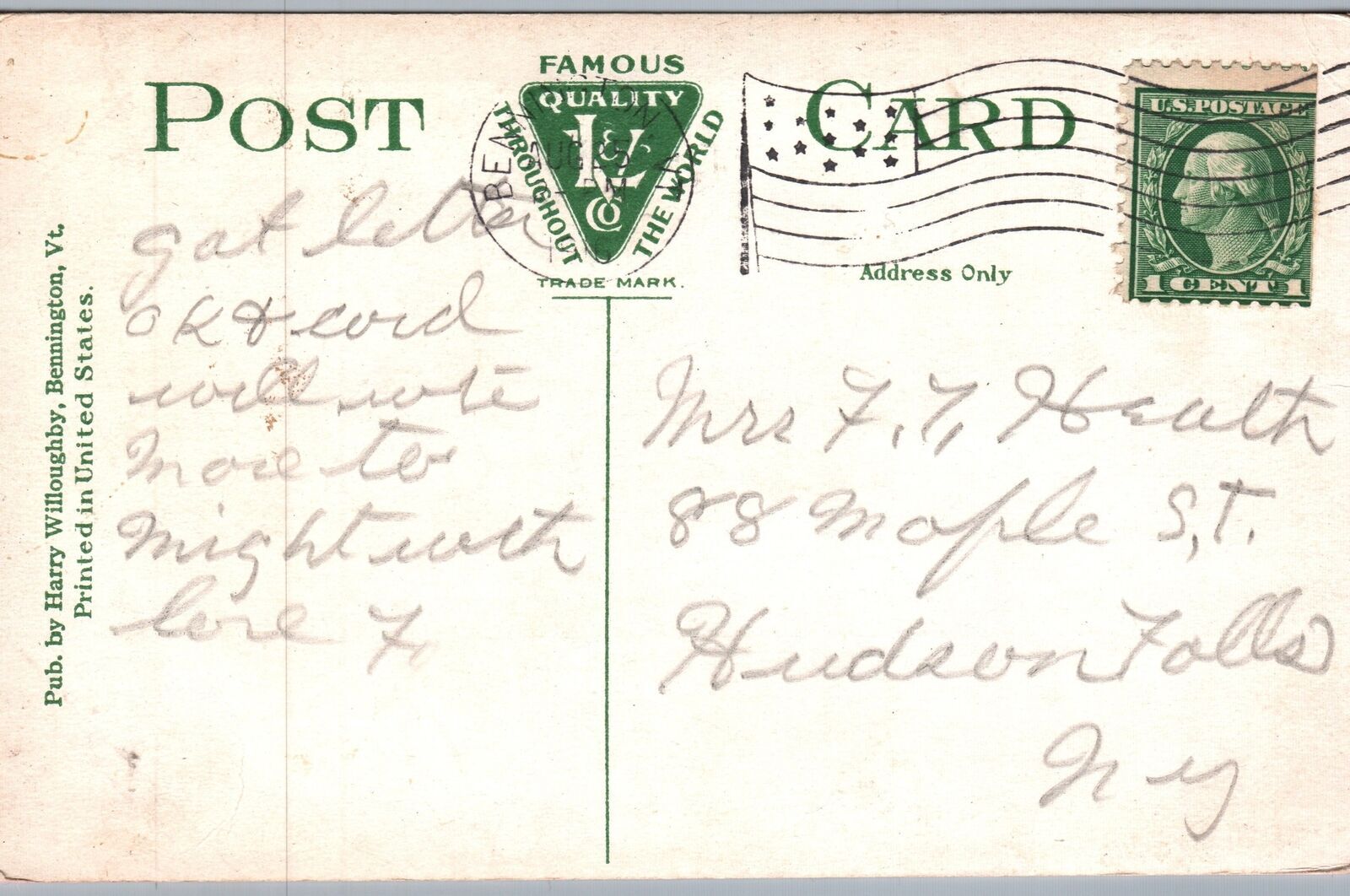 Vintage Postcard Putnam House Street Scene at Bennington Vermont C ...