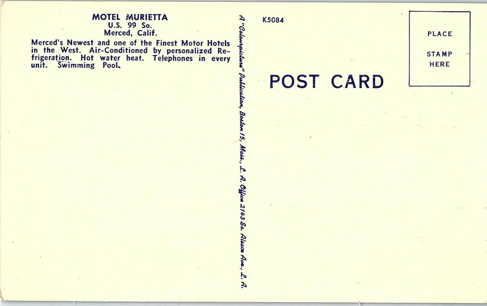 Vintage Air Conditioned Hotel Murietta In Merced, CA AAA Approved ...