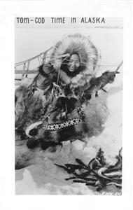 RPPC Tom-Cod Time In Alaska Eskimo Woman Fishing c1950s Vintage Photo ...