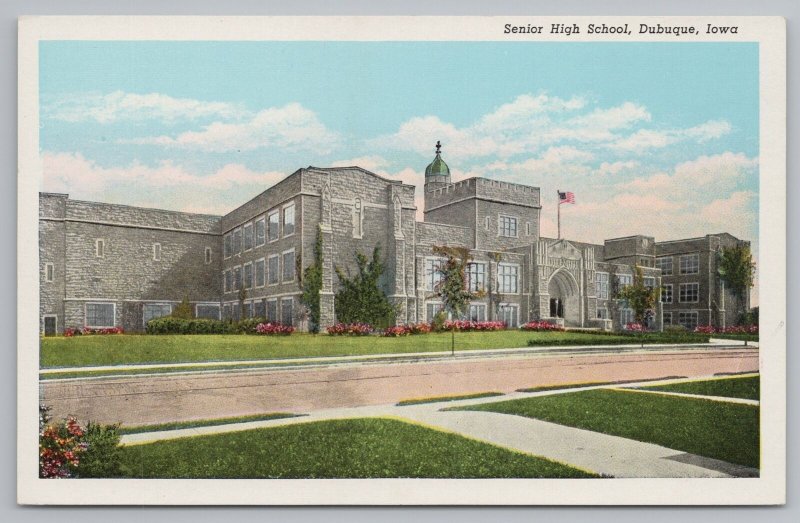 Dubuque Iowa~Senior High School Front View From Across Road~Vintage ...
