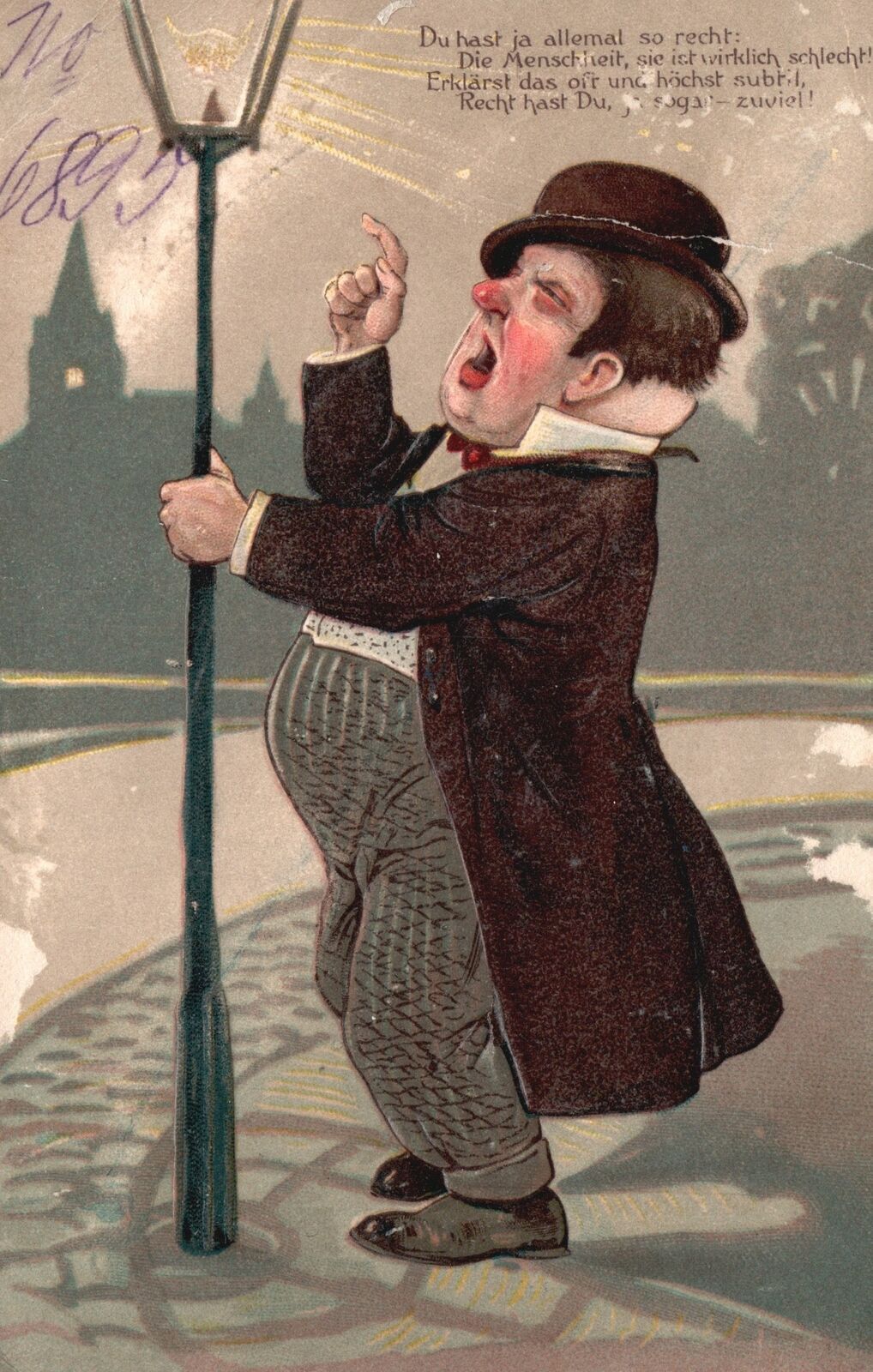 Vintage Postcard Fat Man Yelling at Post Remembrance Comic Card | Other ...