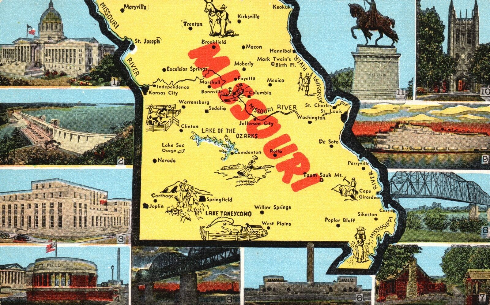 Vintage Postcard Road Map State Memorial Tower General MacArthur Early ...