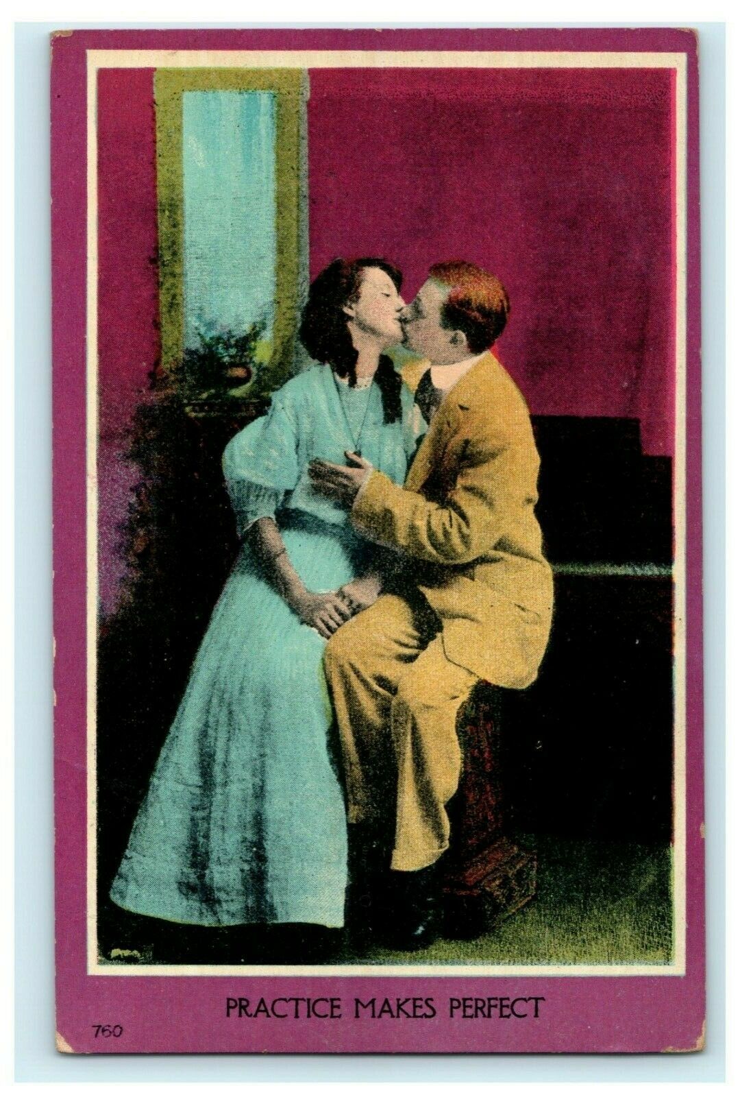 Practice Makes Perfect 1903 Couple Kissing Making Out Fondling Vintage ...