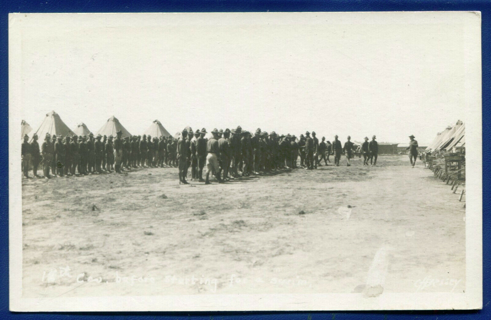US Army WW1 Soldiers in Formation Tents Real Photo Postcard RPPC ...