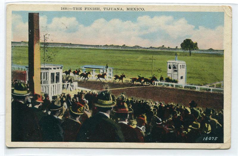 The Finish Horse Racing Track Course Tijuana Mexico 1920s postcard ...