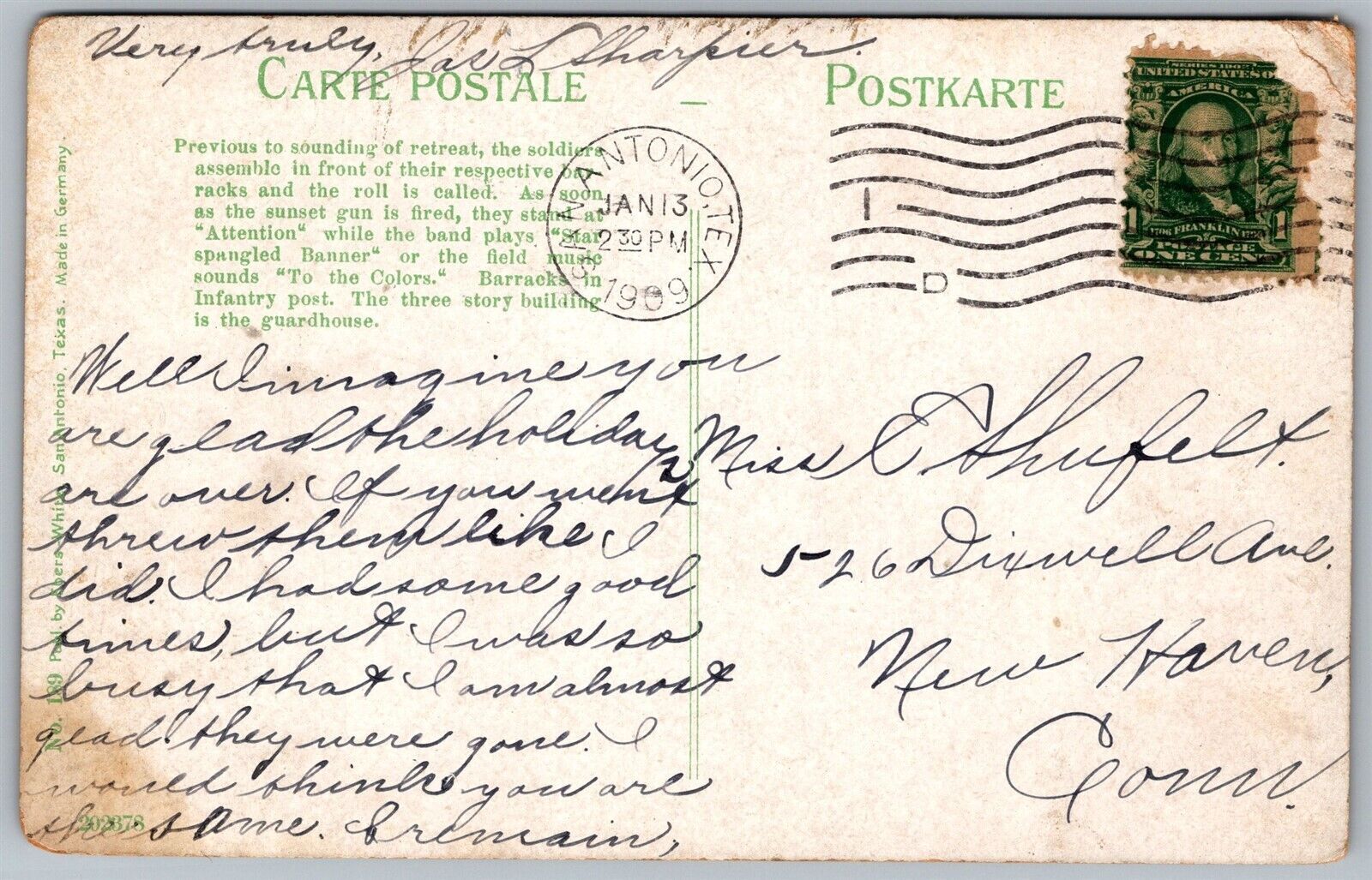 Vtg Military US Army Infantry Retreat Firing Sunset Gun 1909 Postcard ...