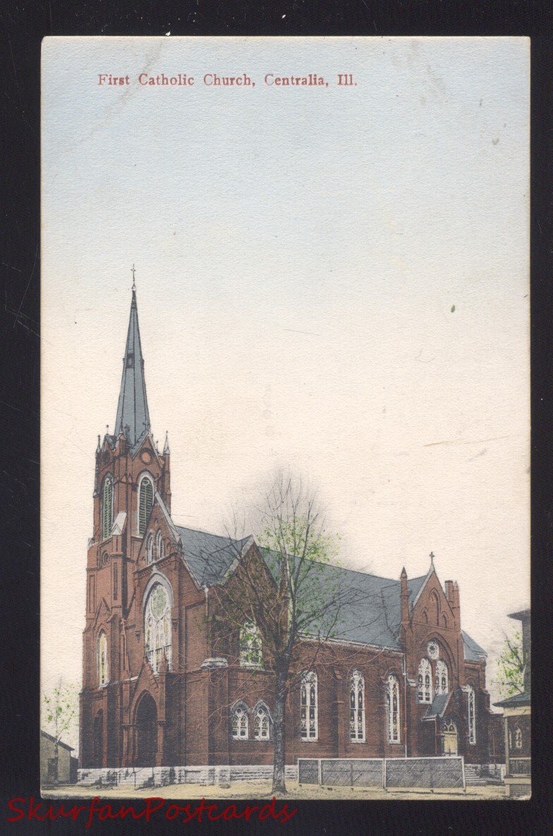 Centralia Illinois First Catholic Church Antique Vintage Postcard 1908 ...