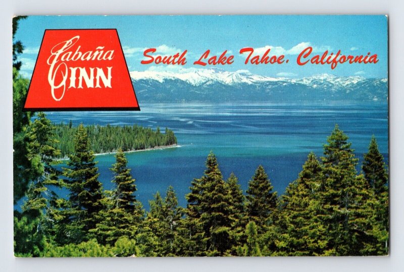 Postcard California Lake Tahoe CA Cabana Inn Aerial Birds Eye View ...