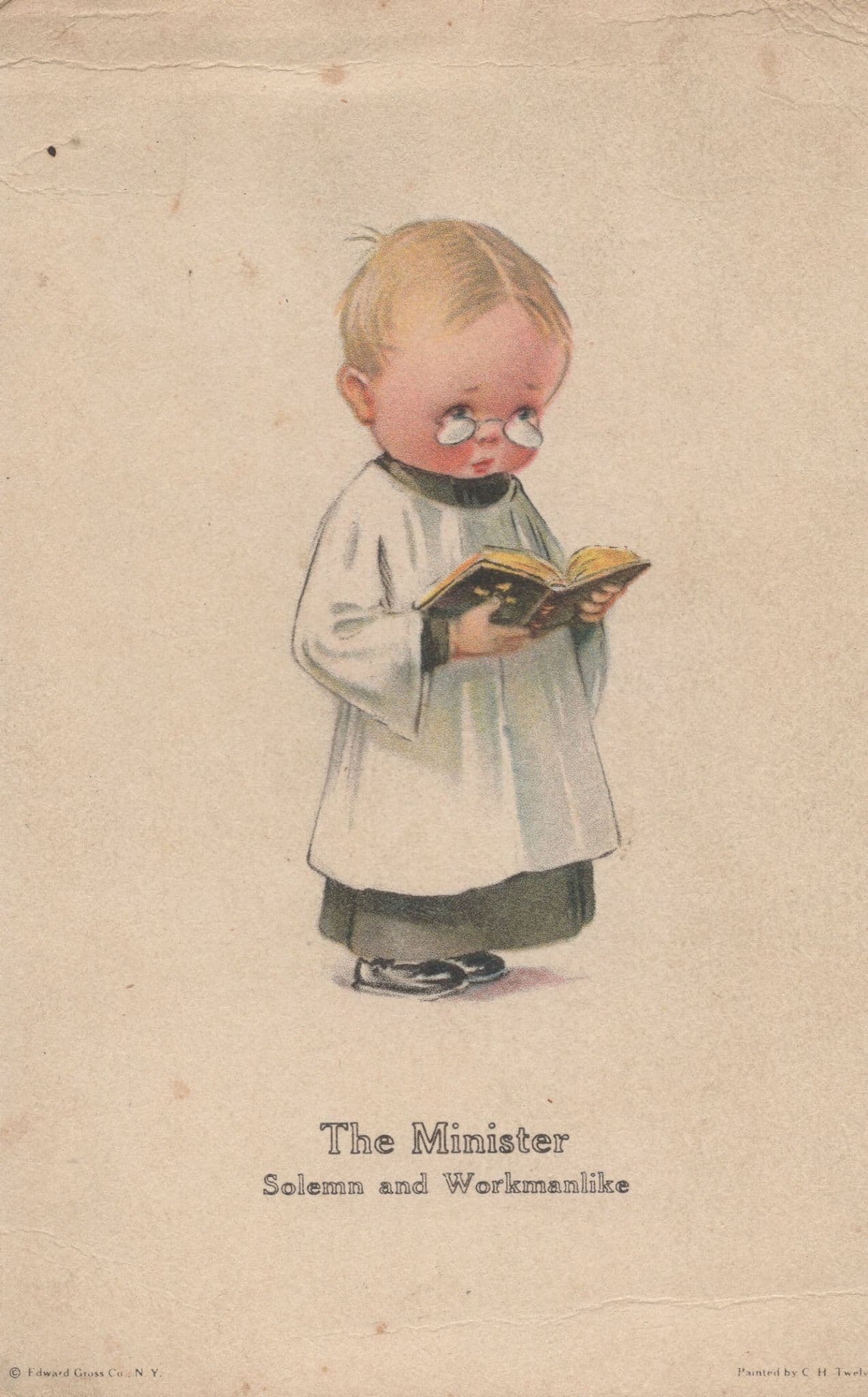 Altar Boy Child Training As Priest Minister Spectacles Comic Postcard ...