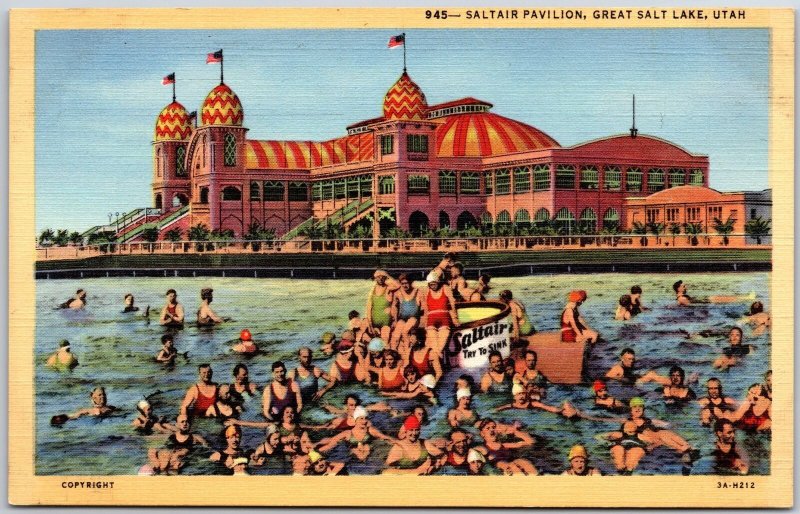 Saltair Pavilion Great Salt Lake Utah Bathing Beach & Boardwalk Crowd ...
