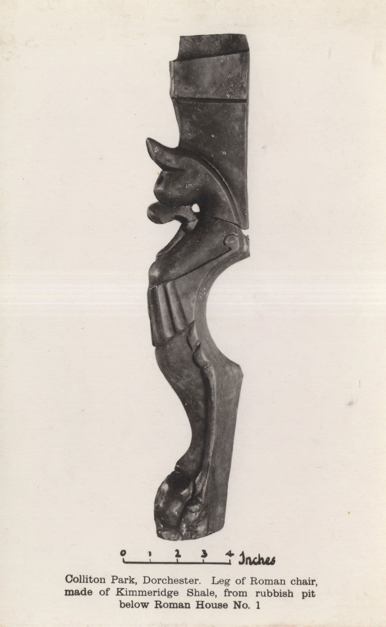 Leg Of Roman Antique Chair Kimmeridge Shale Old Exhibit Postcard ...