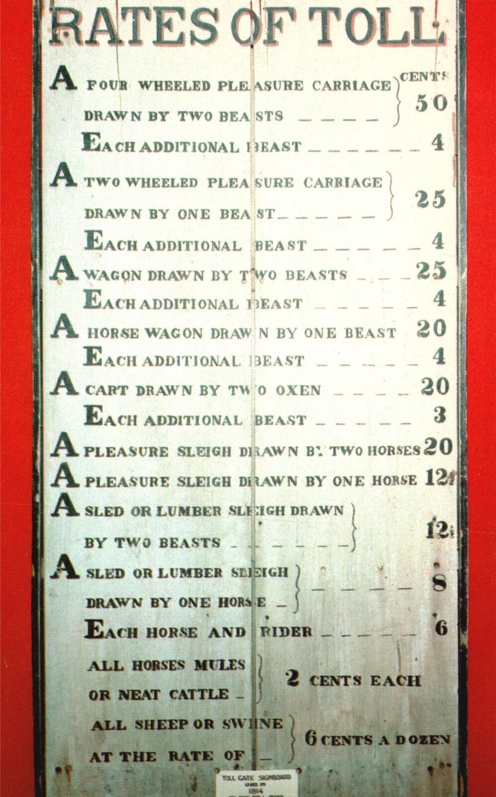 Vintage Postcard Early Tollgate Sign Board Bennington Museum Peru ...