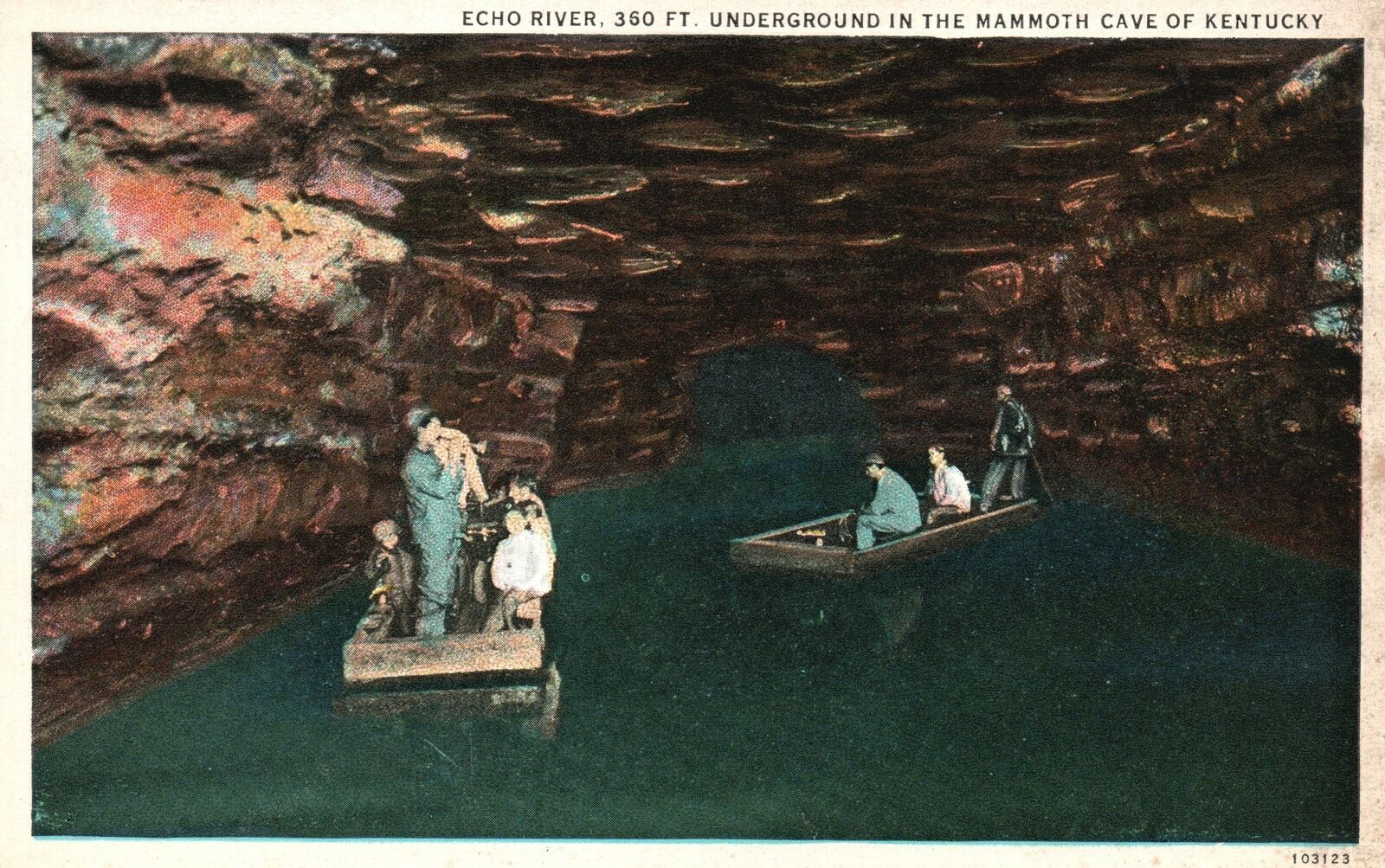 Vintage Postcard 1920's Echo River 360 Ft Underground in Mammoth Cave ...