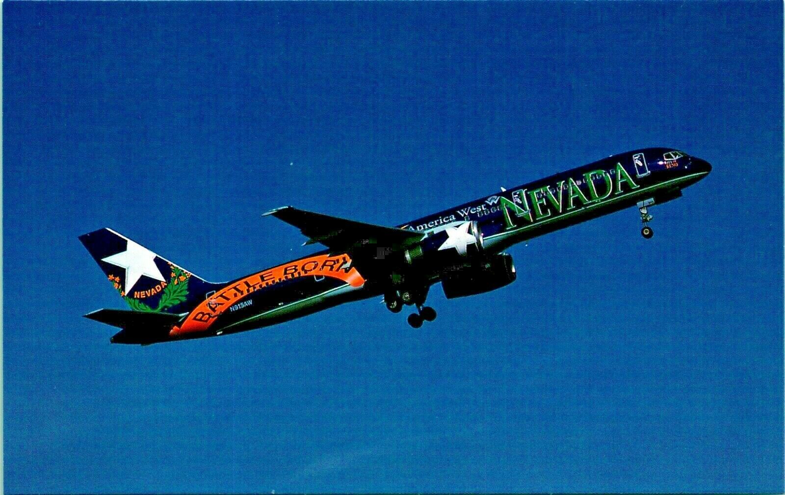 Boeing 757 in Flight Nevada Skin America West Plane Views Chrome ...