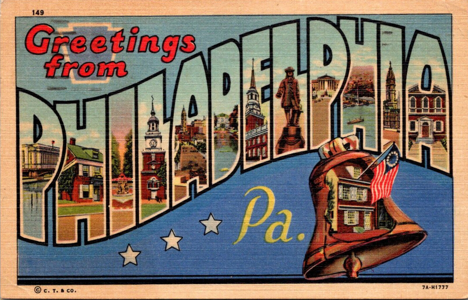 Pennsylvania Greetings From Philadelphia Large Letter Linen 1955 ...