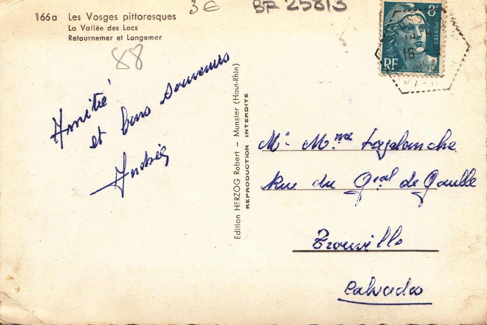 BF25813 les vosges longemer la vallee des lacs france front/back image ...