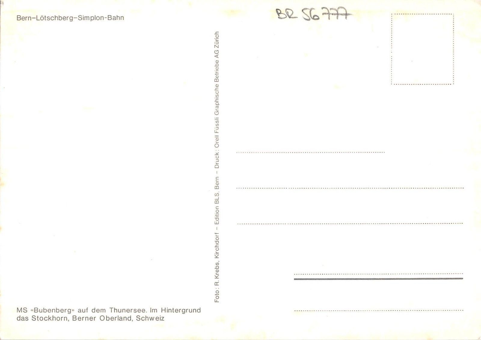 BR56777 bern Lotschberg simplon bahn Bubenberg ship bateaux | Topics ...