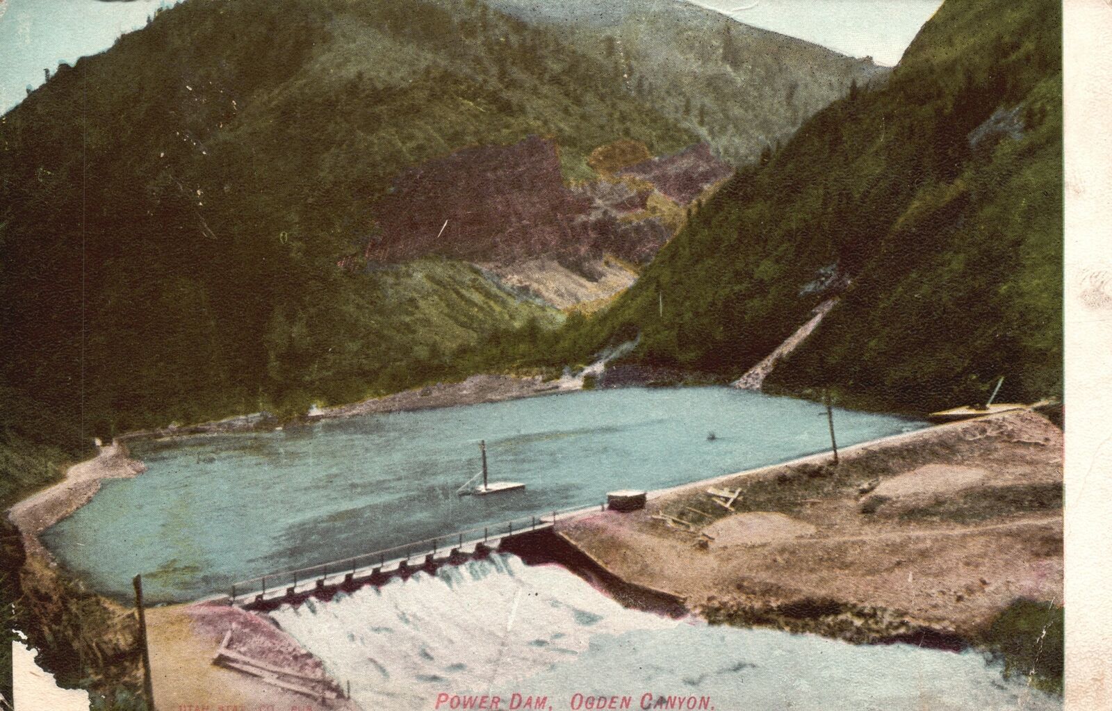 Vintage Postcard 1910's Power Dam Ogden Canyon Waterfront Mountains ...