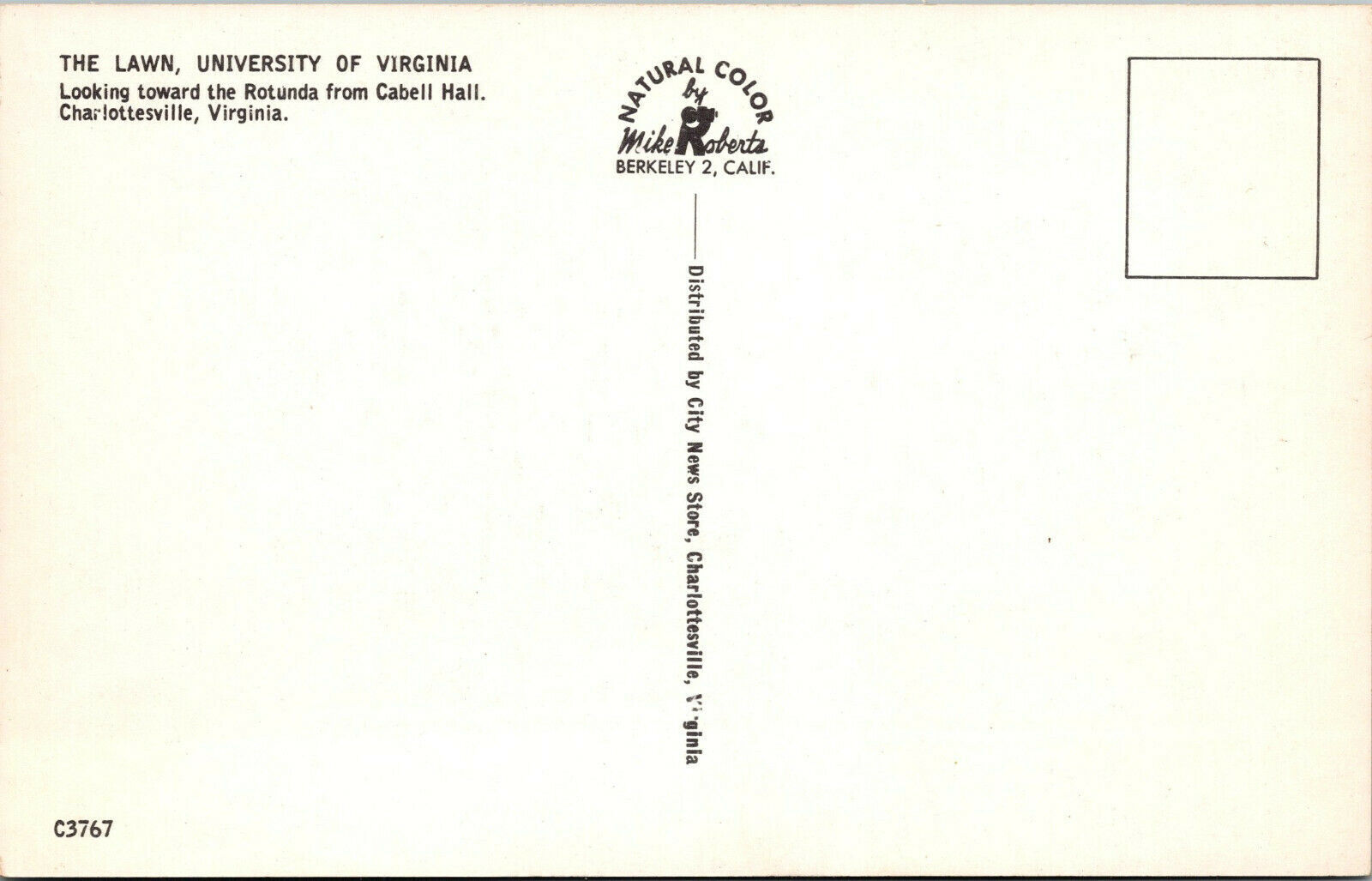 Vtg Lawn Rotunda Cabell Hill University Of Virginia Charlottesville VA ...