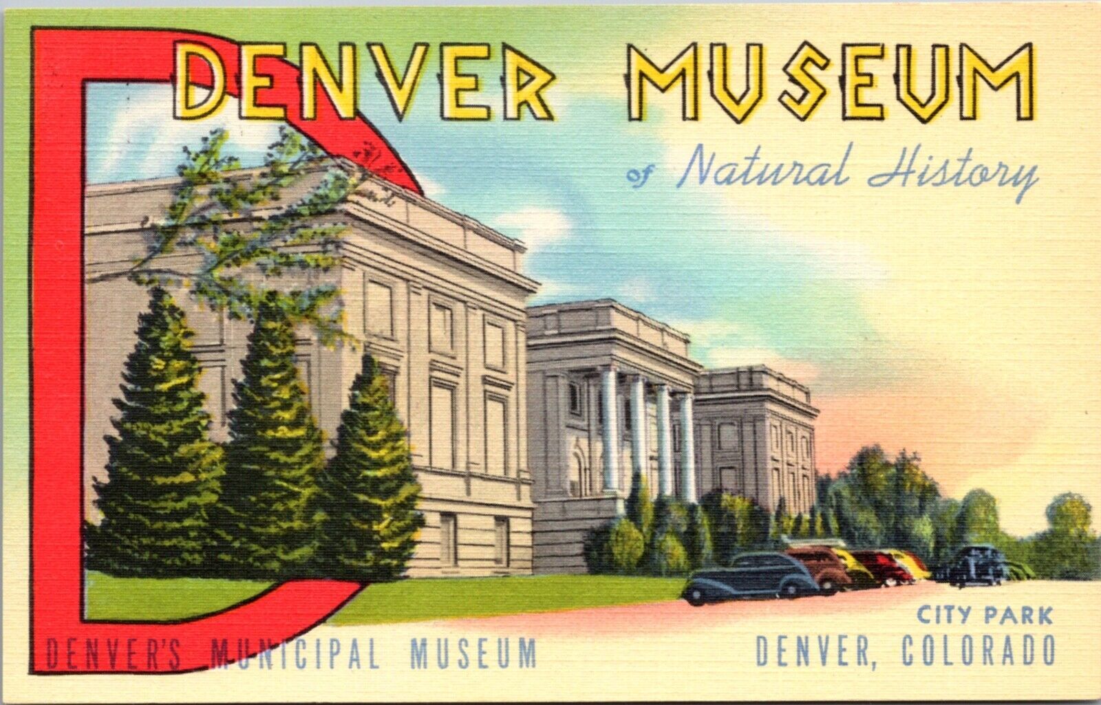 Linen Postcard Denver Museum of Natural History at City Park in Denver ...