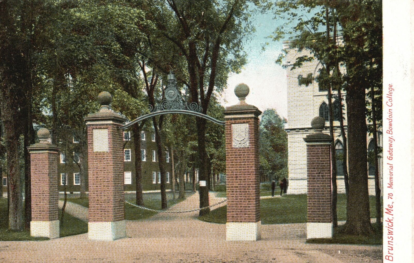 Vintage Postcard Memorial Gateway Bowdoin College Campus Bldg ...