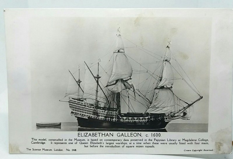 Elizabethan Galleon c1600.Vintage Science Museum Ship RP Postcard ...