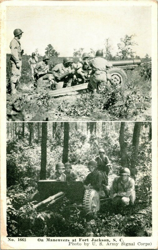 Vtg Postcard WW2 On Maneuvers At Fort Jackson South Carolina UNP WR ...