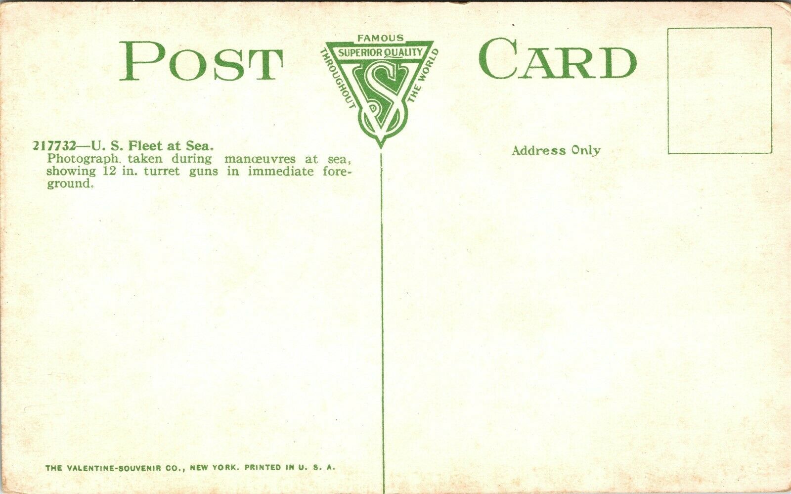 Postcard Navy U. S. Fleet at Sea Battleships 12 inch Turret Guns ~1910 ...