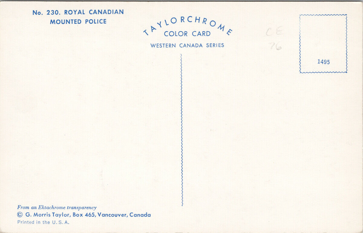 Royal Canadian Mounted Police #230 RCMP Calgary AB Palliser Hotel ...