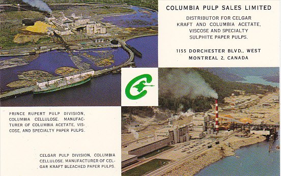 Canada Columbia Pulp Company Prince Rupert & Celgar Mills British ...