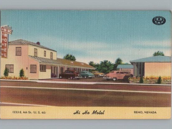 Hi Ho Motel Reno Nevada AAA Approved Old Cars Vintage Linen Postcard ...