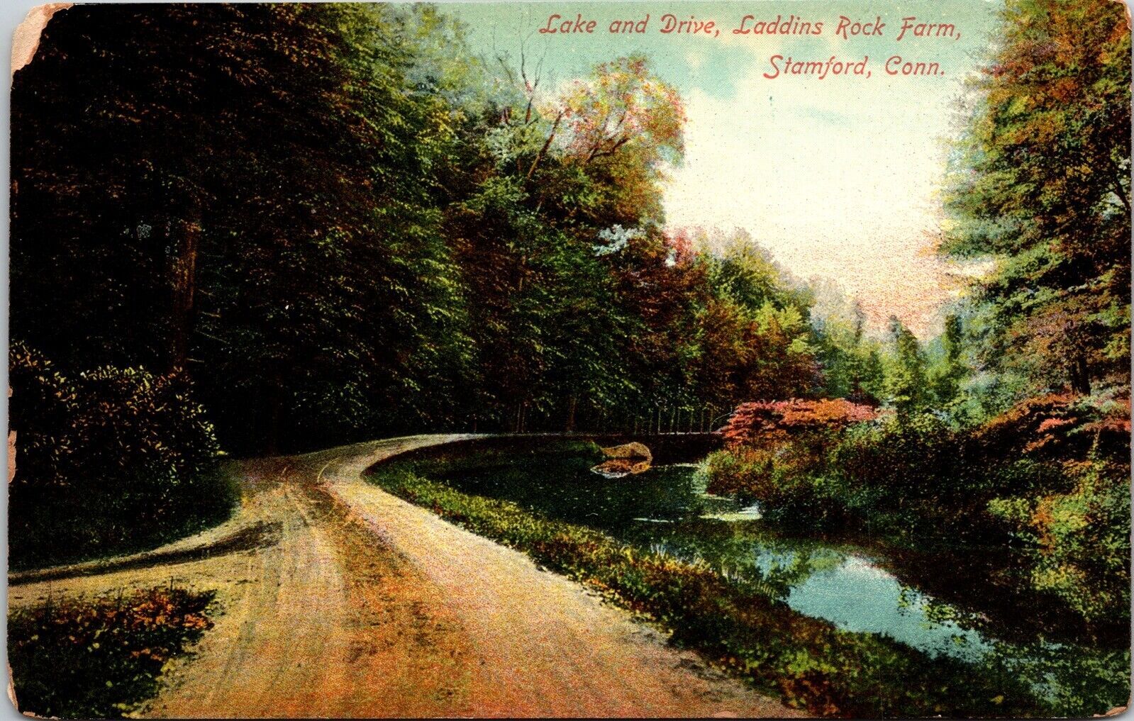 Lake & Drive Laddins Rock Farm Stamford Connecticut Scenic DB WOB ...