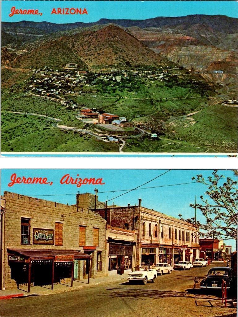 2~ca1960's Postcards Jerome, AZ Arizona BIRD'S EYE VIEW & MAIN STREET ...