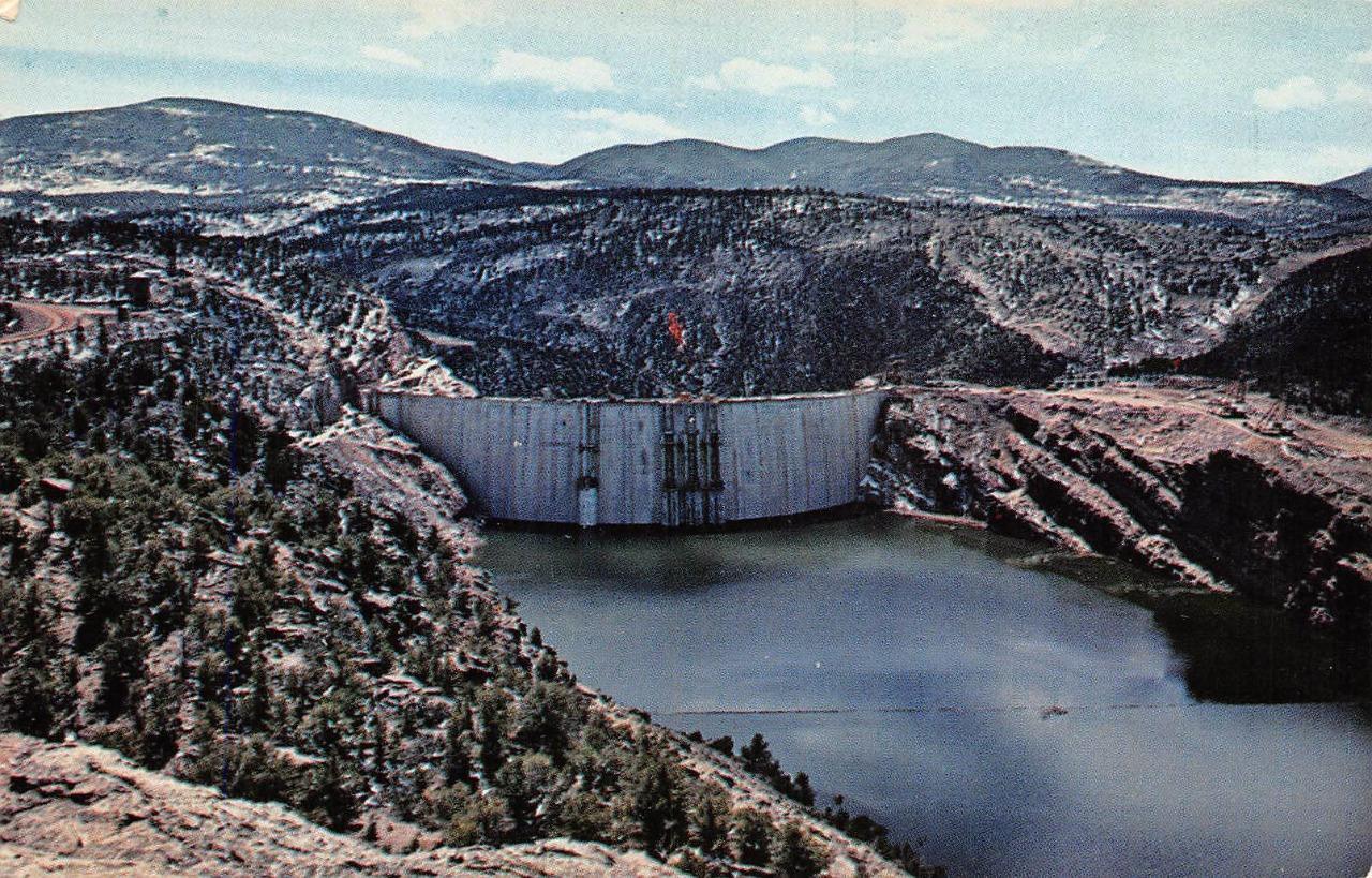 UT, Utah FLAMING GORGE DAM Reservoir Partially Filled UINTA Mtns ...