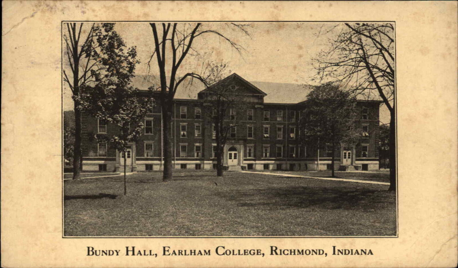 Richmond Indiana IN Earlham College Bundy Hall Vintage Postcard ...
