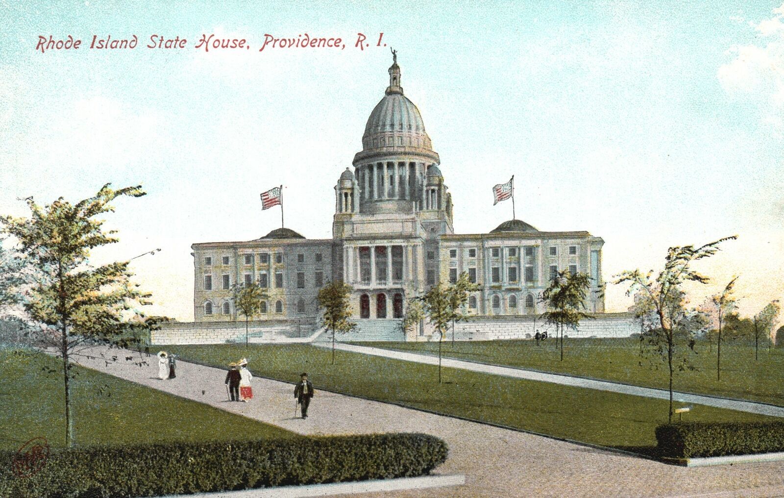 Vintage Postcard 1910's Rhode Island State House Providence R. I. Green ...