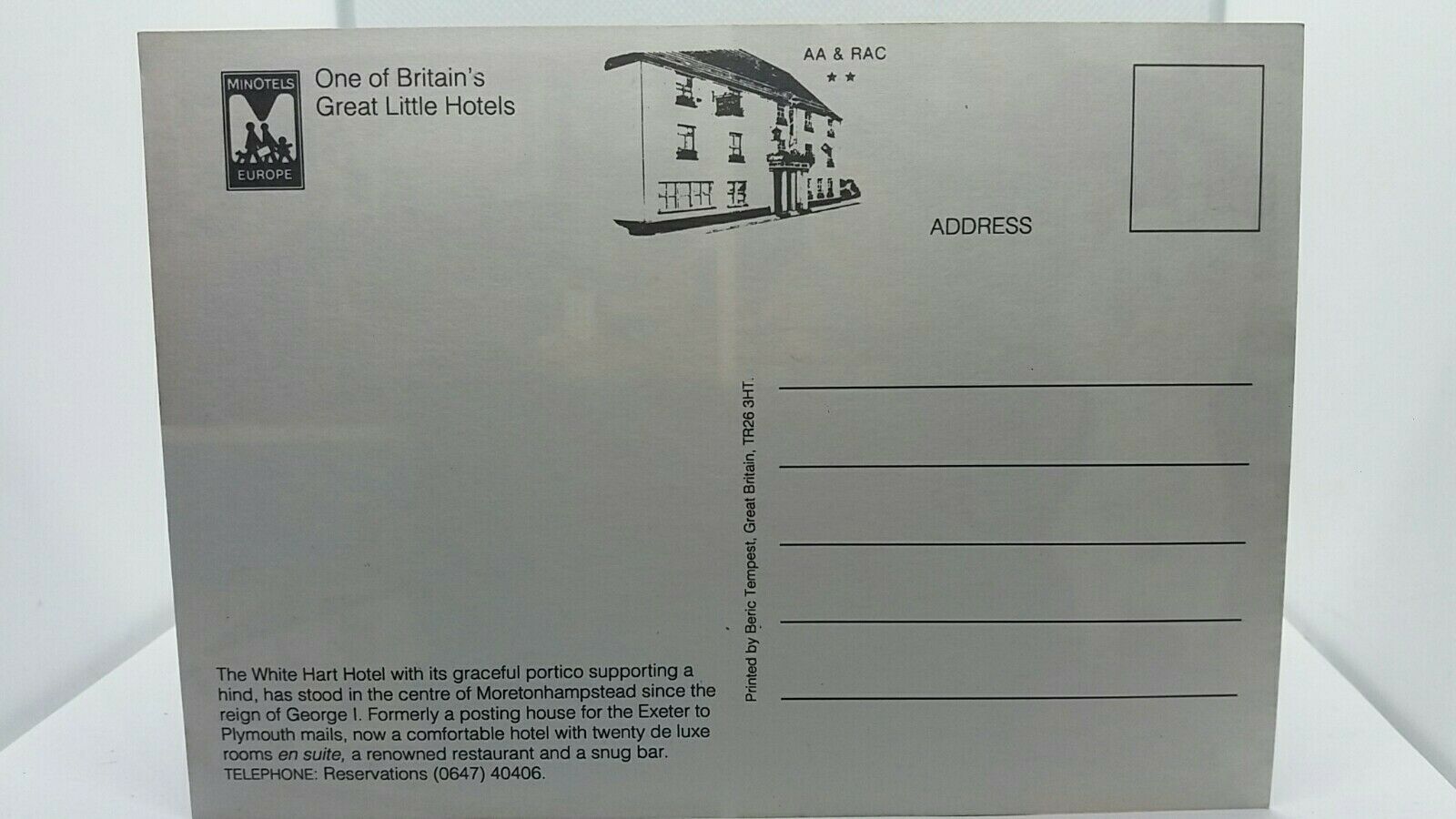 Vintage Postcard White Hart Hotel Moretonhampstead Multiview Bar Exterior Poodle | Other ...