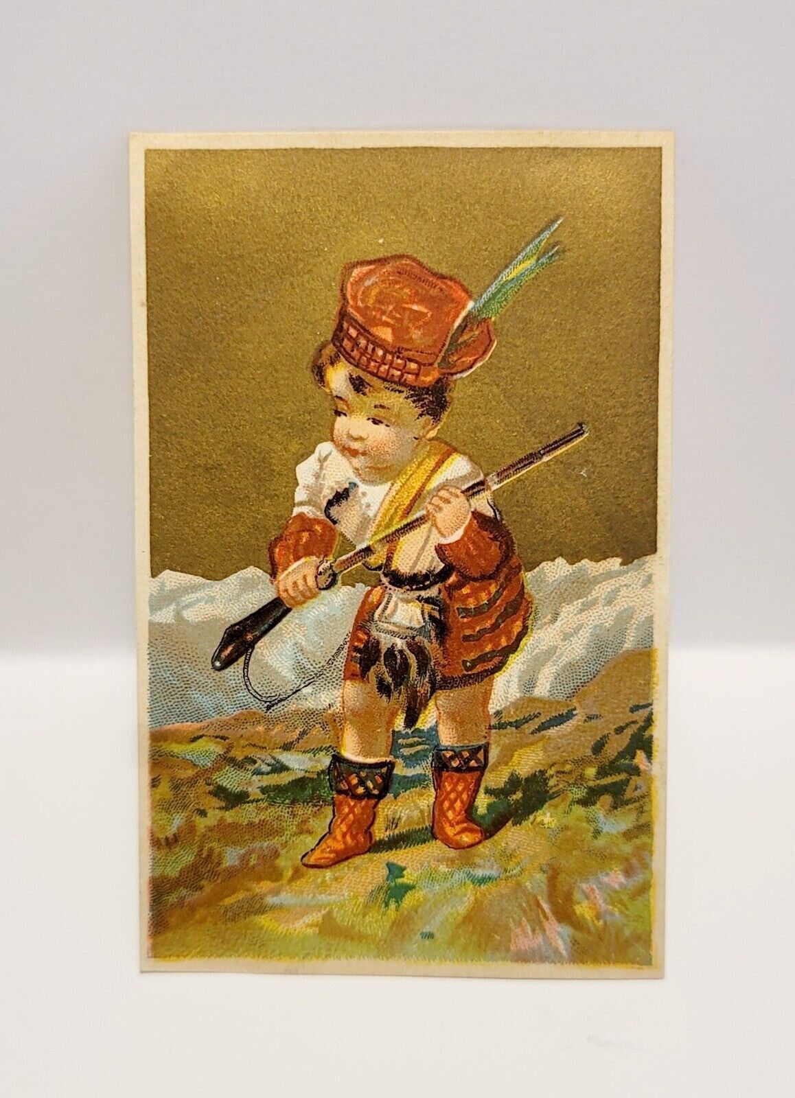 Antique Victorian Trade Card Scandinavian Frontier Child w/Rifle 1880s ...