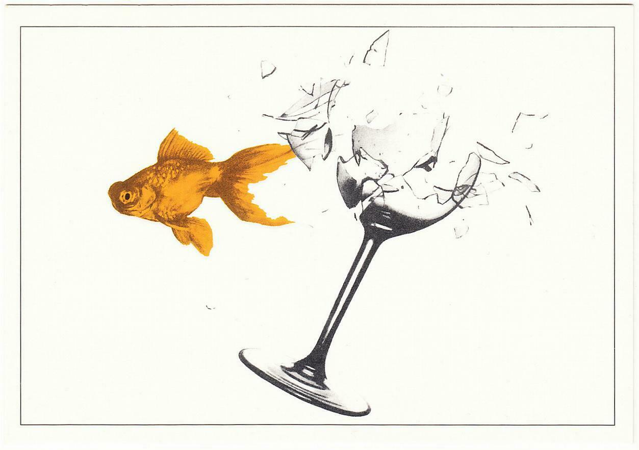 Drinking Like a Fish by Nick Bantock Goldfish Broken Glass Collage Art ...
