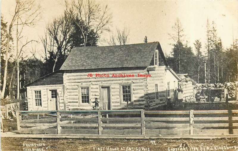 WI, Antigo, Wisconsin, RPPC, First House In Town, AJ Kingsbury Photo No ...