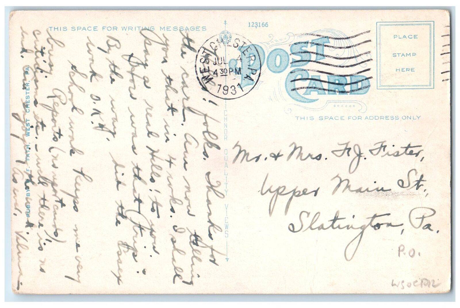 1931 US Post Office Building Classic Car West Chester Pennsylvania PA ...