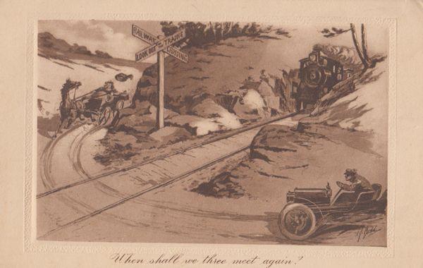 Train Crash Crashing Into Stagecoach Classic Car Old Disaster Cartoon ...